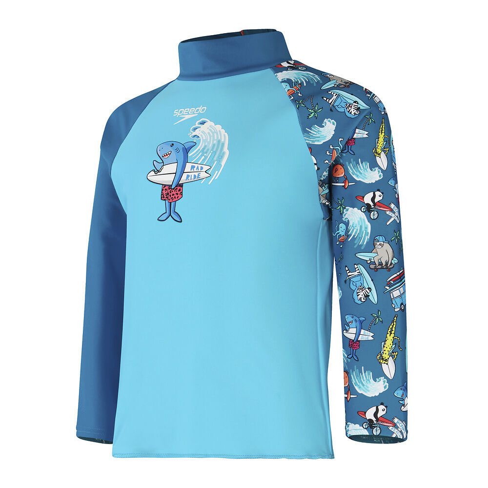 Rashguard Speedo M/L nino tiburones y pandas aqua 3-5yr