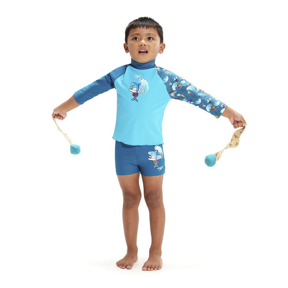 Rashguard Speedo M/L nino tiburones y pandas aqua 3-5yr